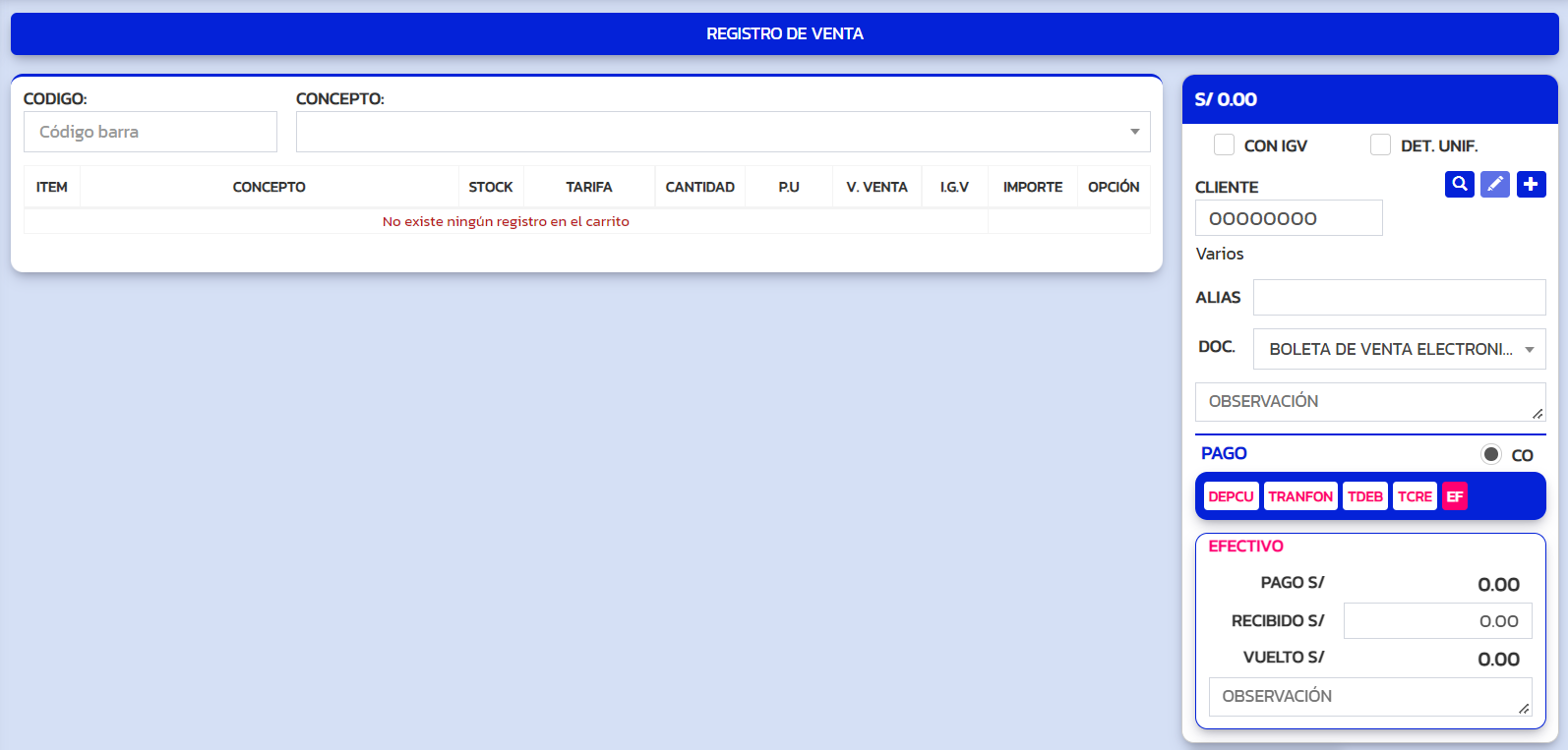 Registrar venta con boleta – Soporte