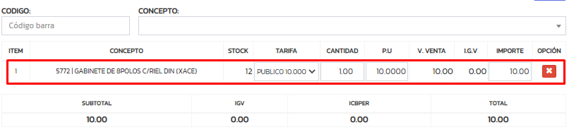 Registrar venta con boleta – Soporte