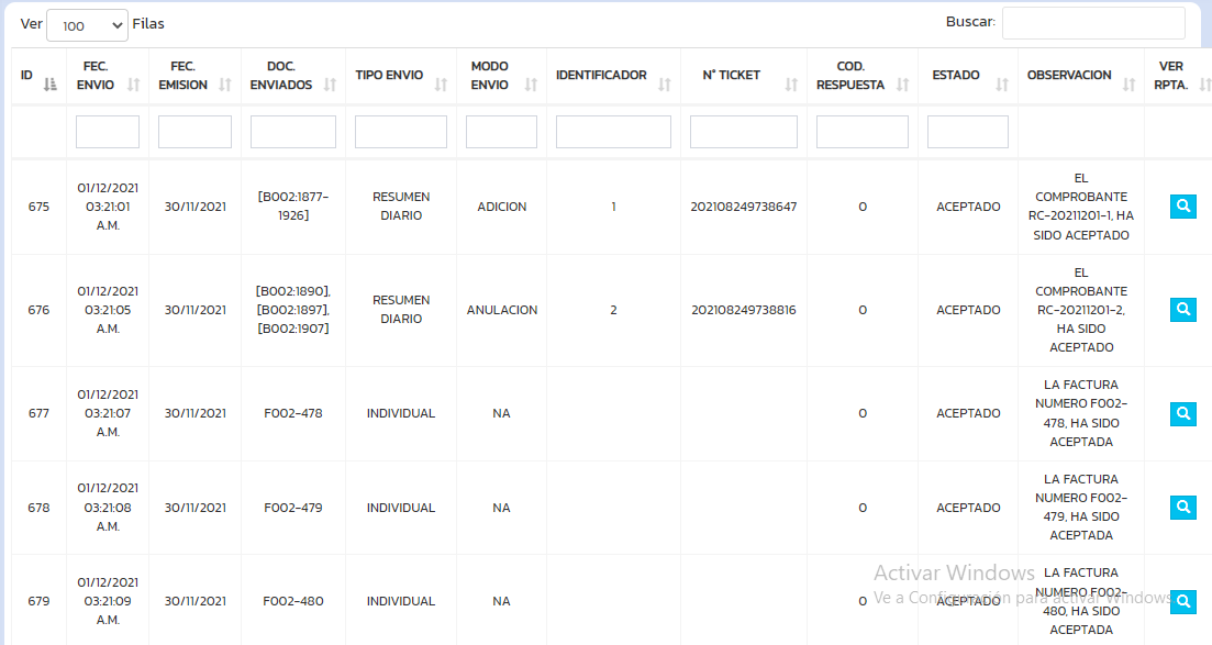 Buscar documentos enviados – Soporte